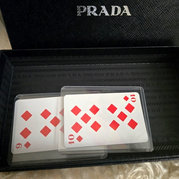 Prada | Accessories | Prada Wallet Box 2 Collectors Cards Textured Black Wsilver Letters | Poshmark